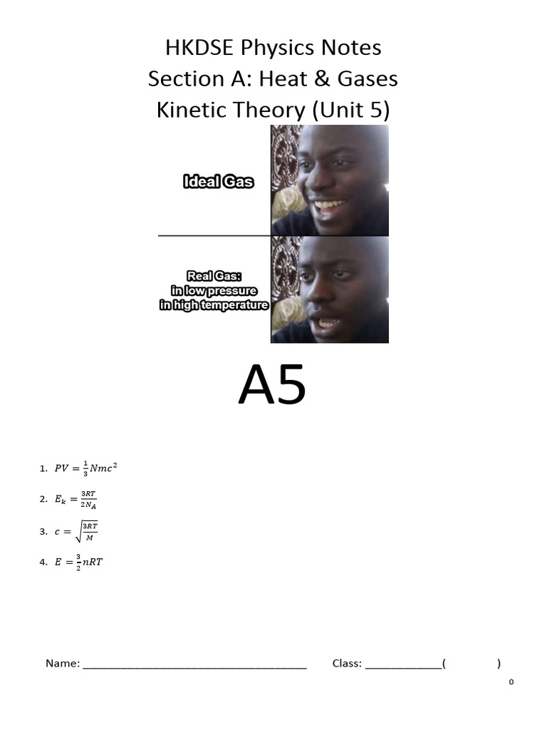 TA5 Kinetic Theory | PDF | Gases | Temperature