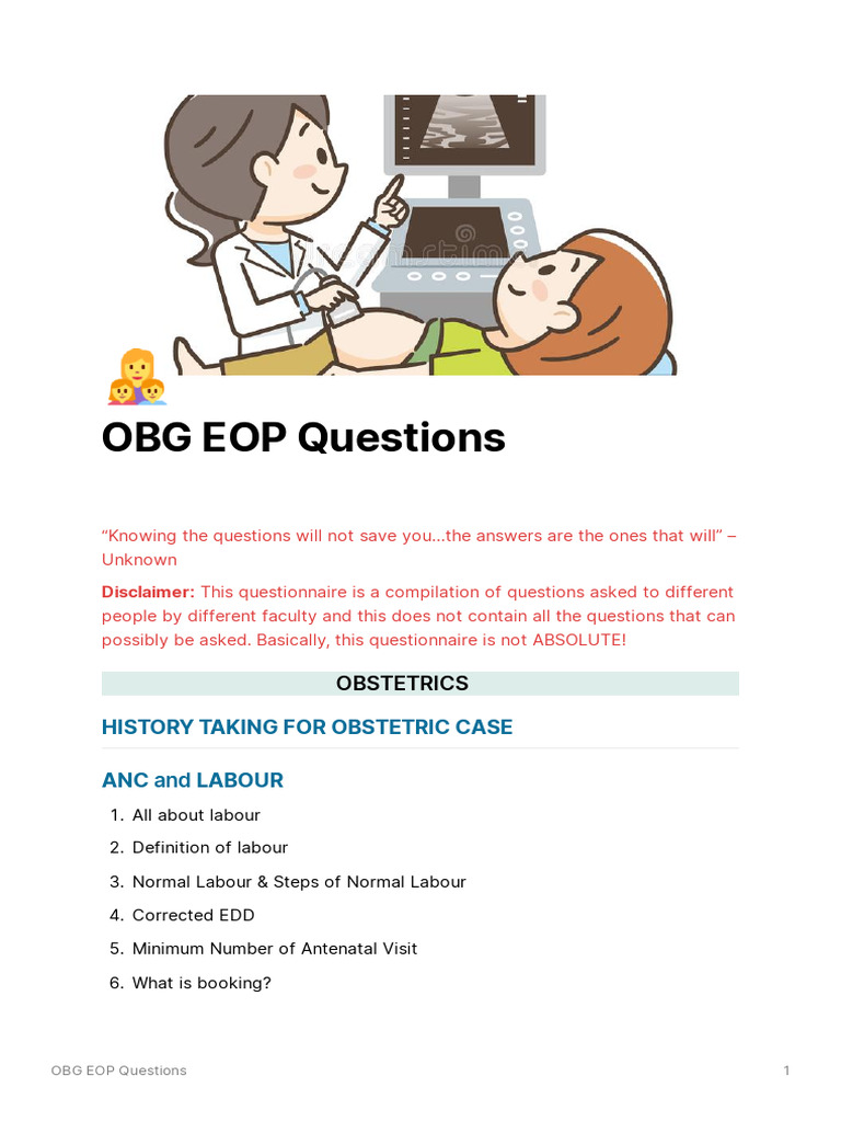 OBG EOP Questions | PDF | Gestational Diabetes | Pregnancy