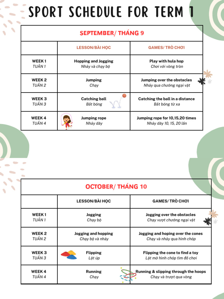 SPORT SCHEDULE FOR TERM 1 | PDF