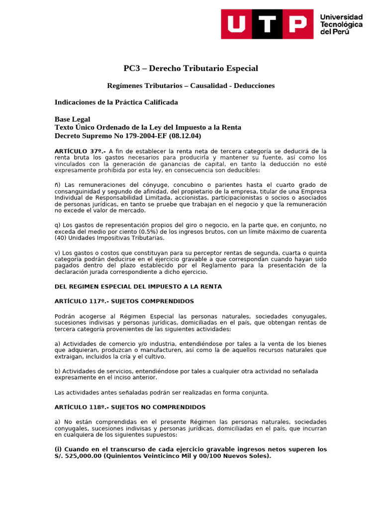 Ejercicio PC3-TRIBUTARIO DENIS | PDF | Impuesto sobre la renta | Impuestos