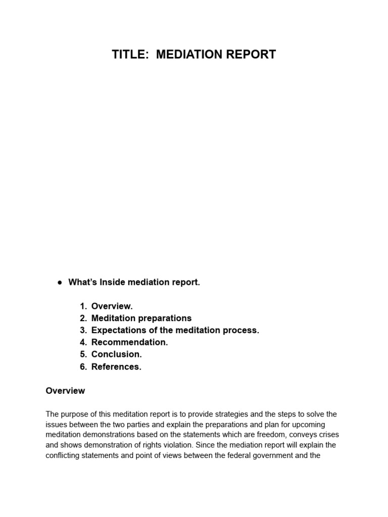 Mediation Report | PDF
