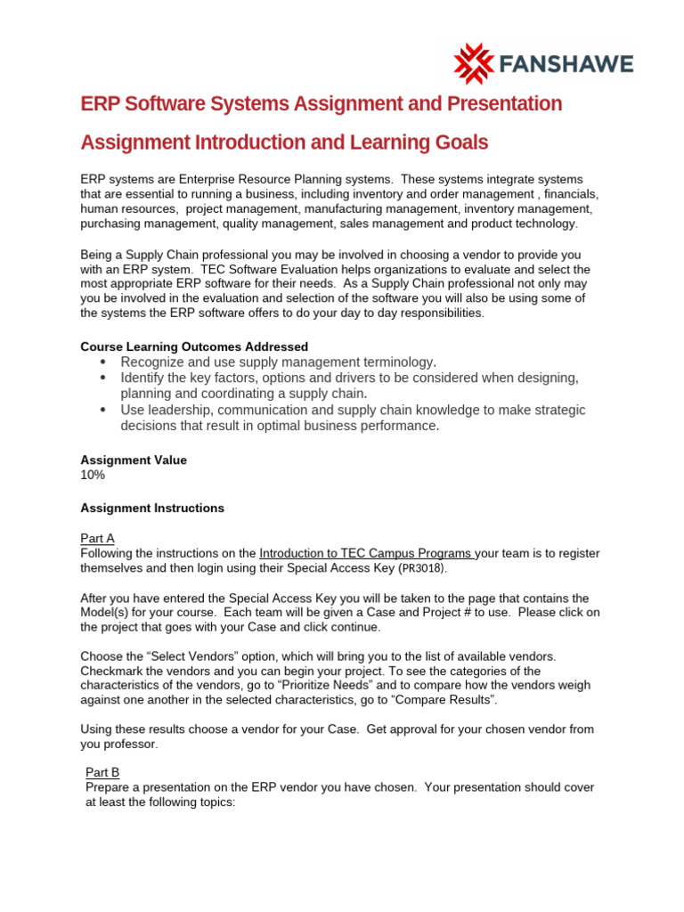 ERP Software Systems Assignment and Presentation | PDF | Enterprise Resource Planning | Computing