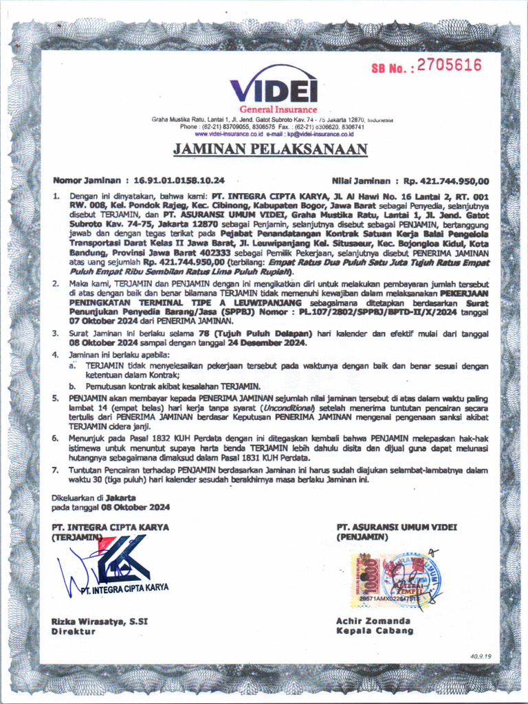 Jaminan Pelaksanaan | PDF