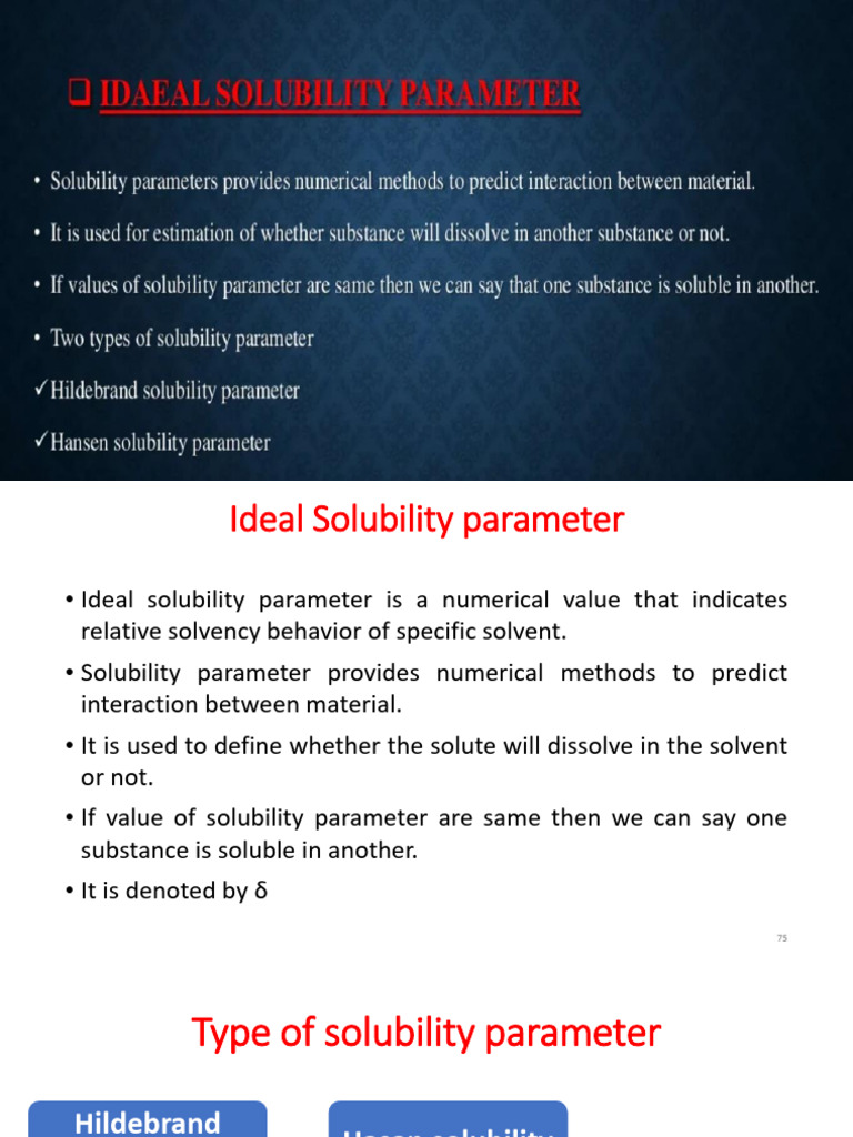 Ideal Solubility parameter | PDF | Solubility | Density