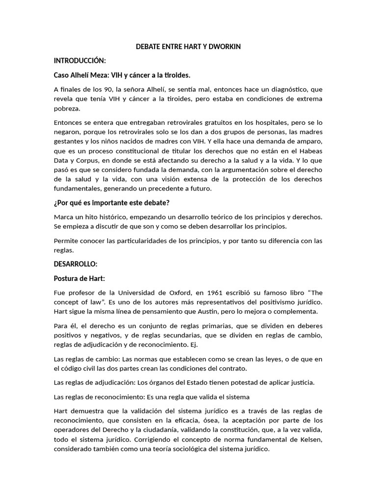 Debate Entre Hart y Dworkin | PDF | La Ley natural | Moralidad
