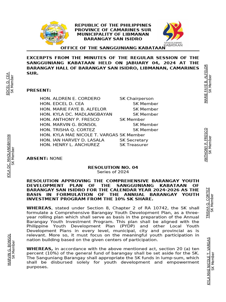 SK Resolution - 04 CBYDP | PDF