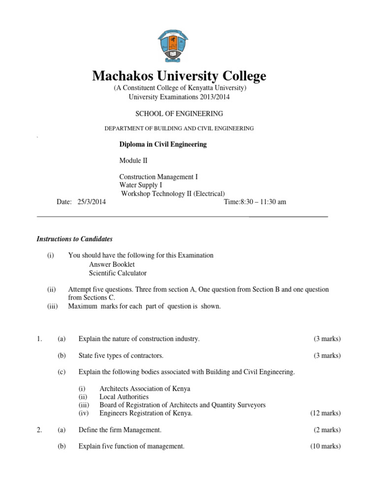 Diploma Civil Engineering Module 2 Exam | PDF | Pressure Measurement | Pressure