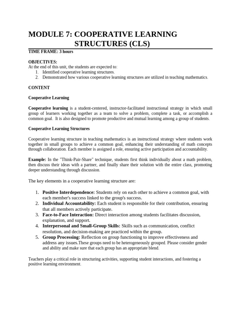 Effective Cooperative Learning in Math | PDF | Learning | Education Theory