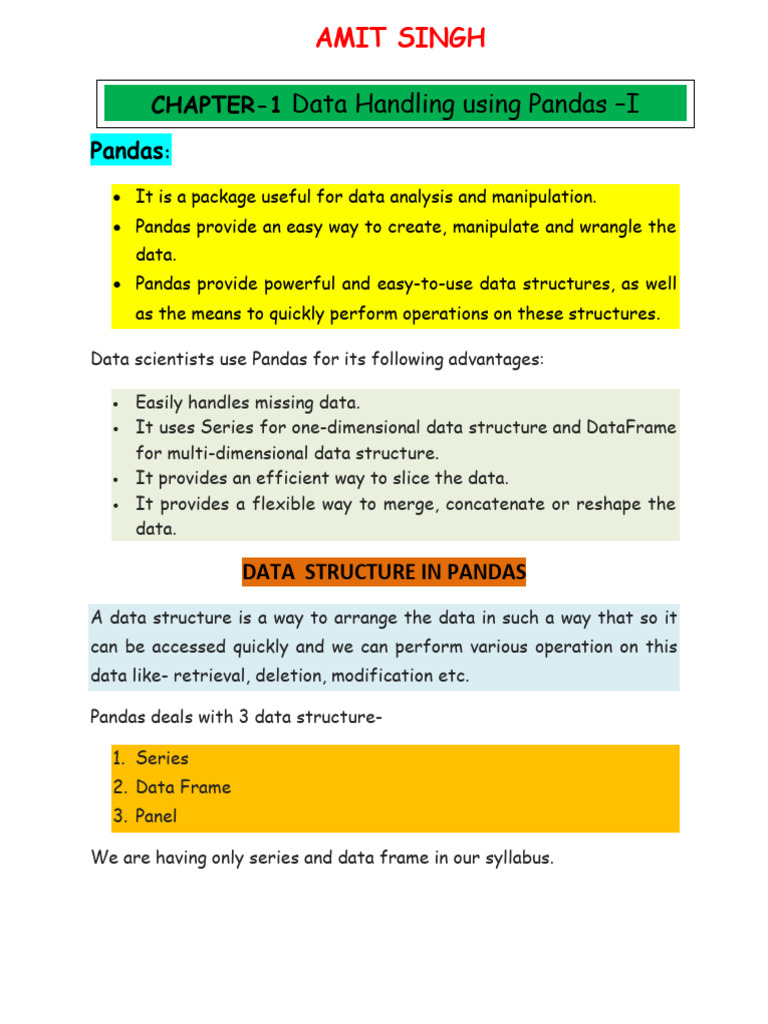 1 Data Handlinng Using Pandas-I | PDF | Comma Separated Values | Computer Programming