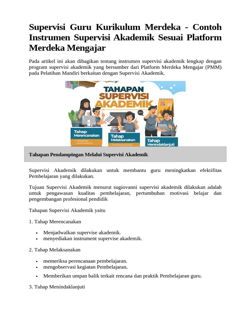 Supervisi Guru Kurikulum Merdeka | PDF