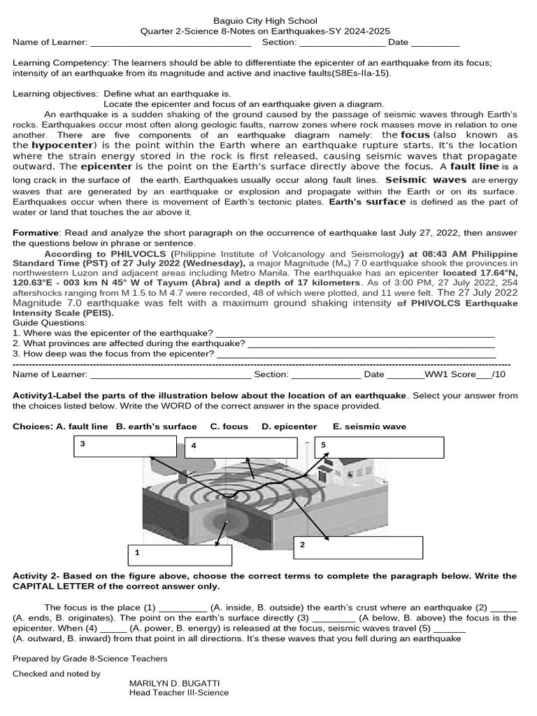 Quarter 2 Earthquake Notes | PDF | Fault (Geology) | Earthquakes