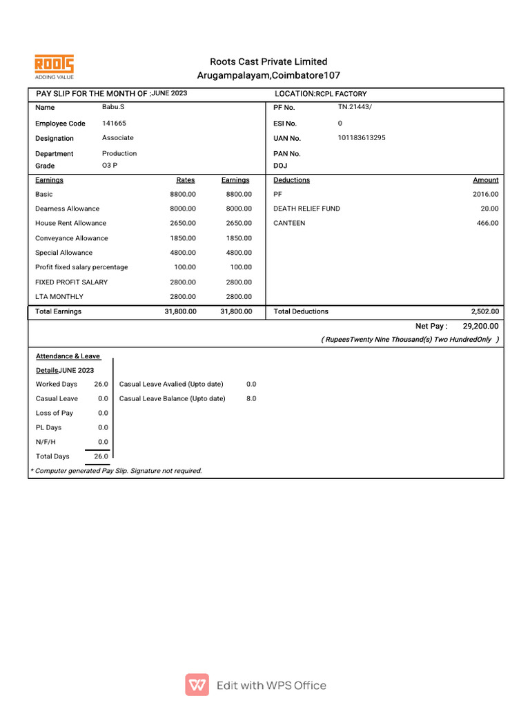 Pay Slip | PDF