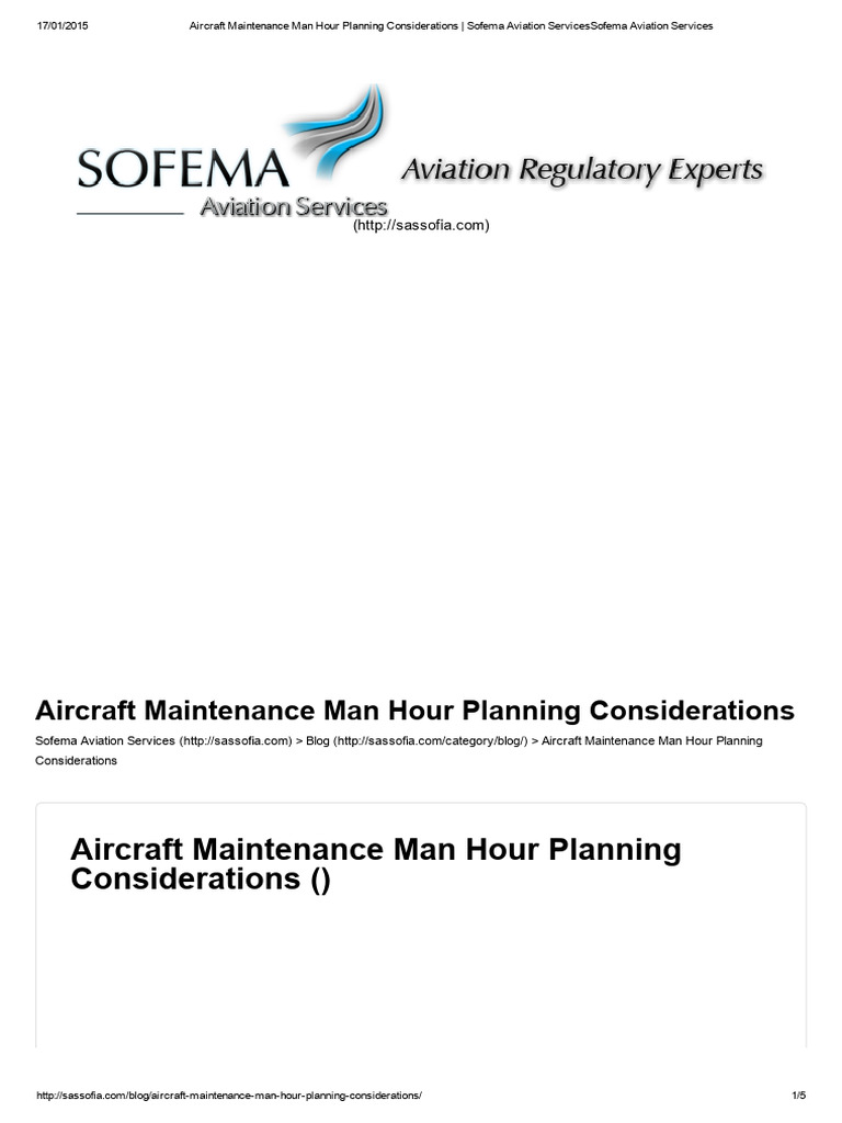 Aircraft Maintenance Man Hour Planning Considerations - Sofema Aviation ...