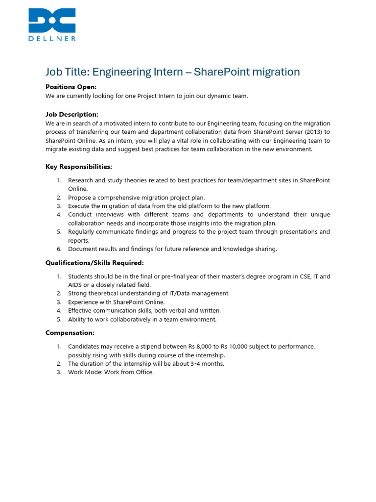 JD Engineering Interns - SharePoint Migration_01 | PDF