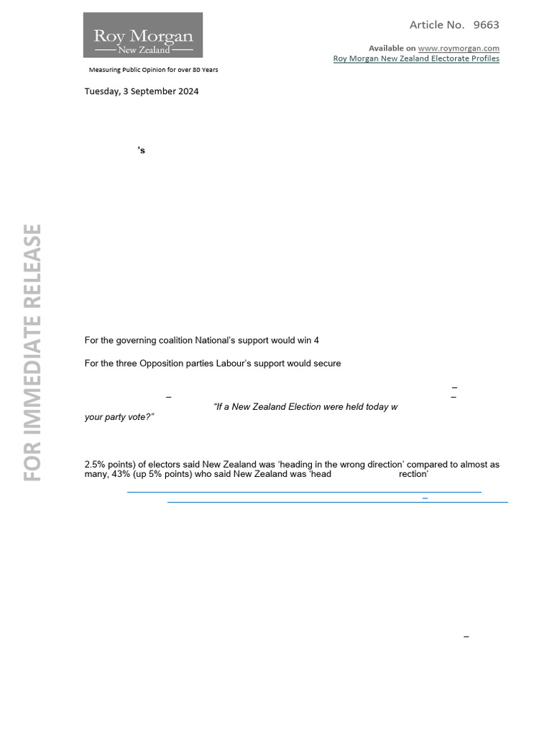 9663 NZ National Voting Intention August 2024 | PDF | Elections ...