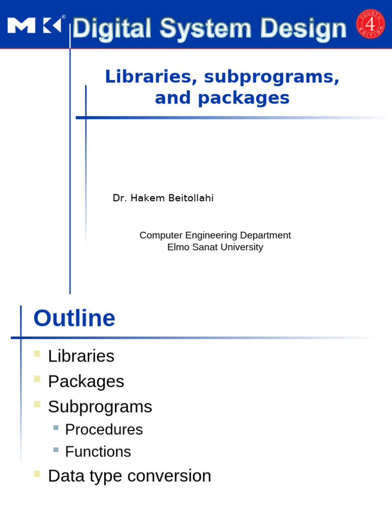 VHDL Libraries, Packages, and Subprograms | PDF | Parameter (Computer ...