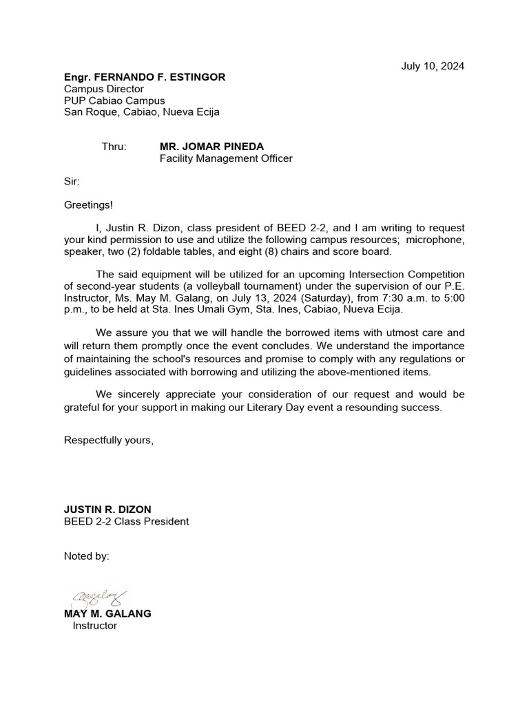Request for Campus Resource Use | PDF