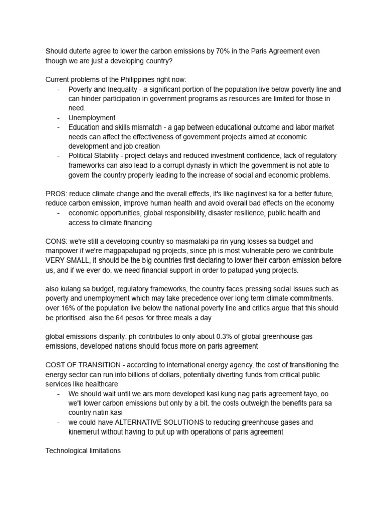 Paris Agreement Debate Scratch | PDF | Poverty | Poverty & Homelessness