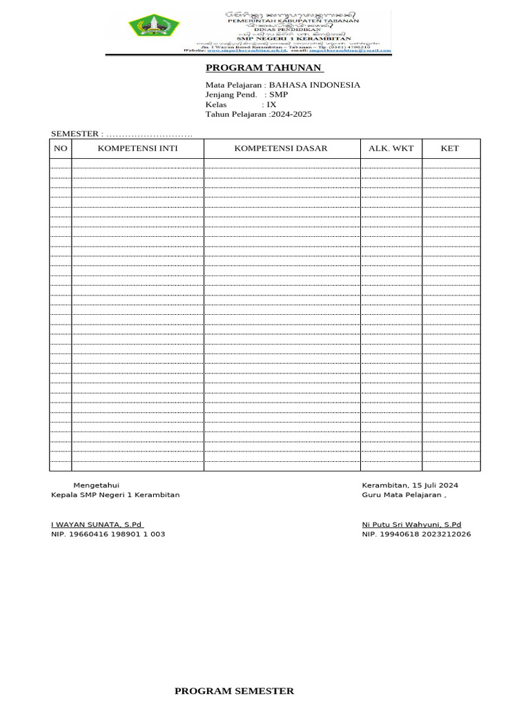 Format Prota & Promes - 2425 | PDF