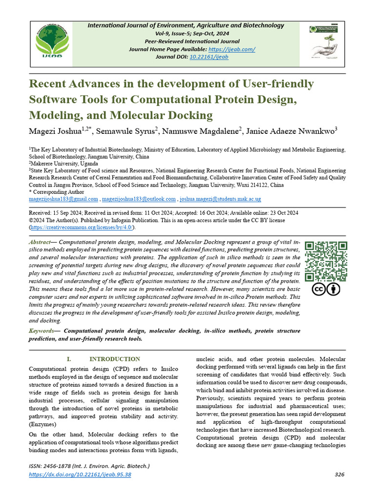 User-Friendly Tools for Protein Design | PDF | Docking (Molecular ...