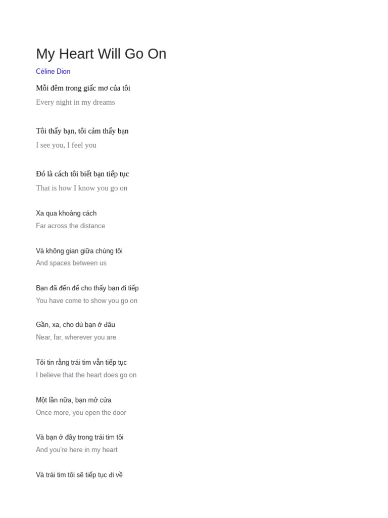 Bai My Heart Will Go On | PDF