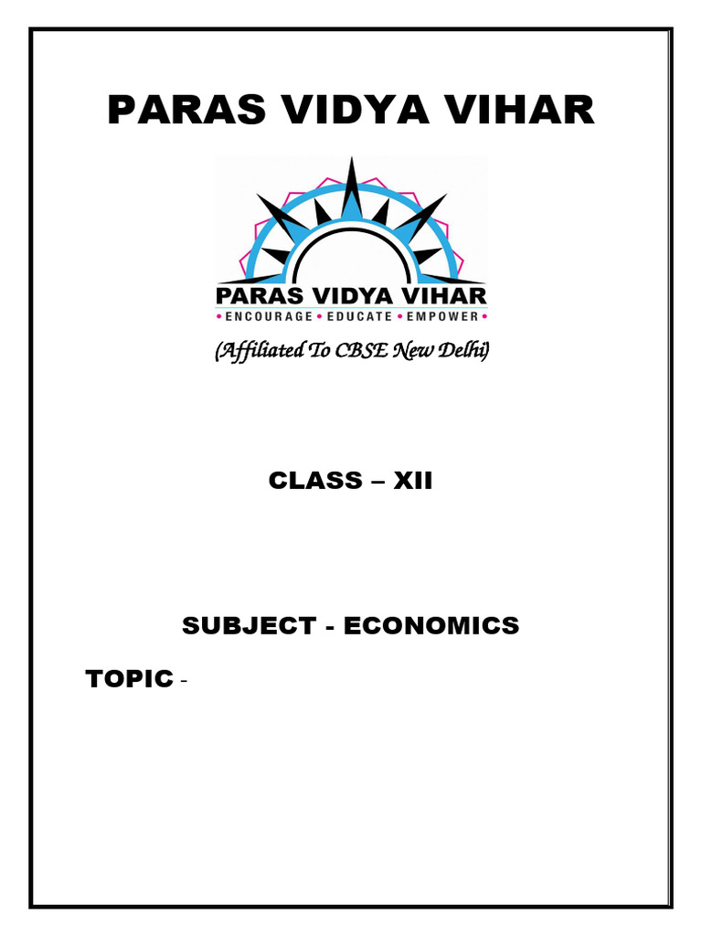 Economics Cover Page | PDF | Business | Finance & Money Management
