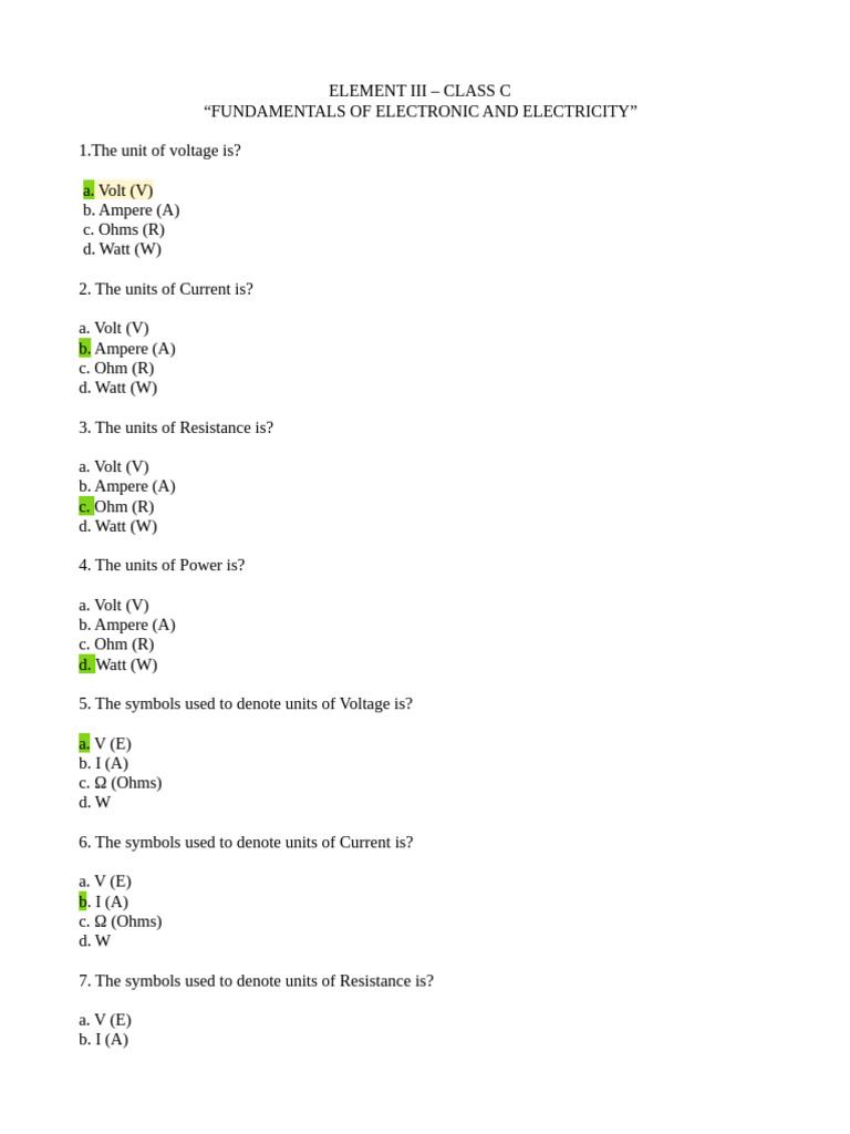 Element III | PDF | Series And Parallel Circuits | Volt