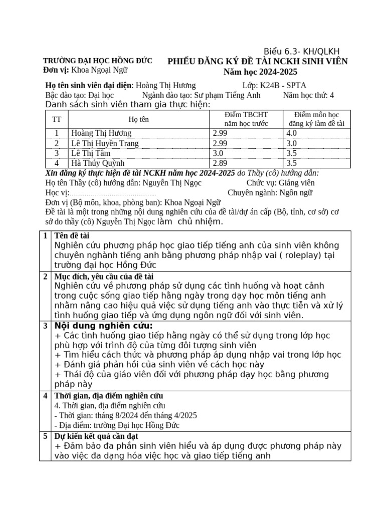 Đề tài NCKH - Roleplay | PDF