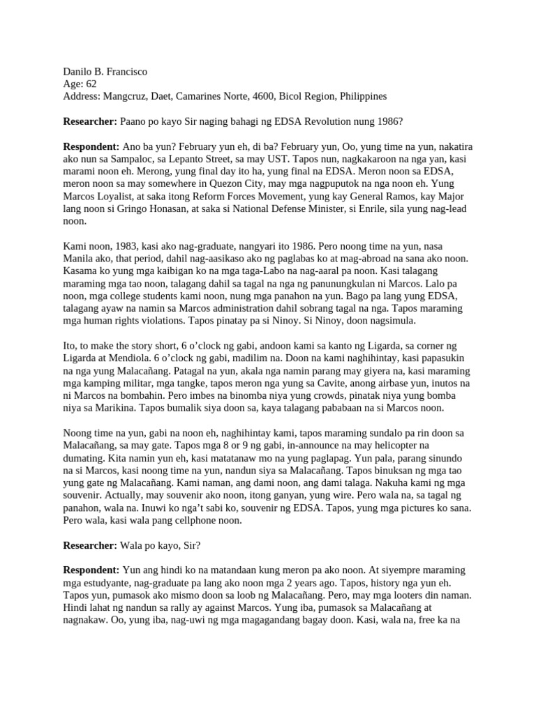 Danilo Transcription | PDF