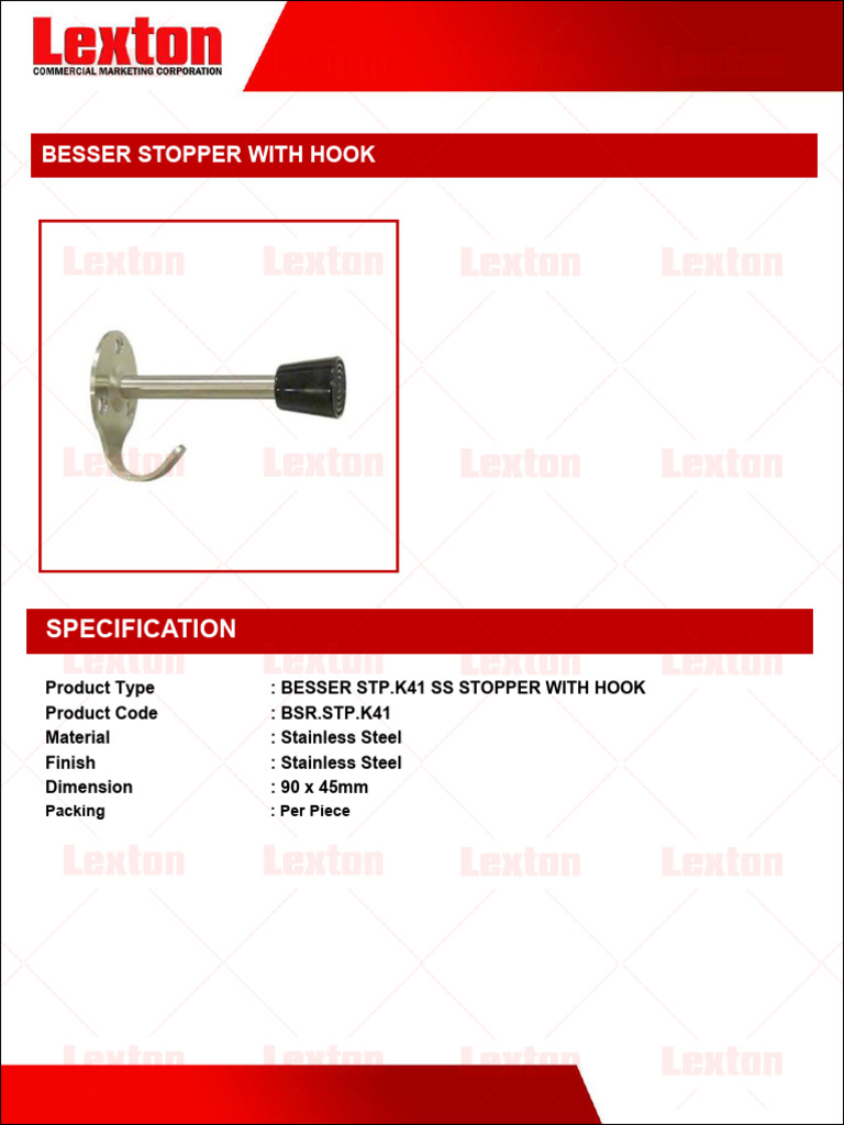 Besser Stainless Steel Stopper with Hook | PDF