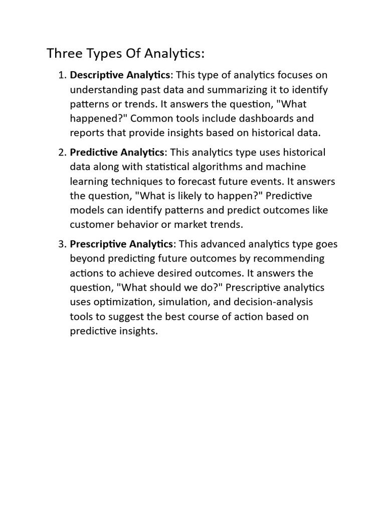 Three Types of Analytics | PDF
