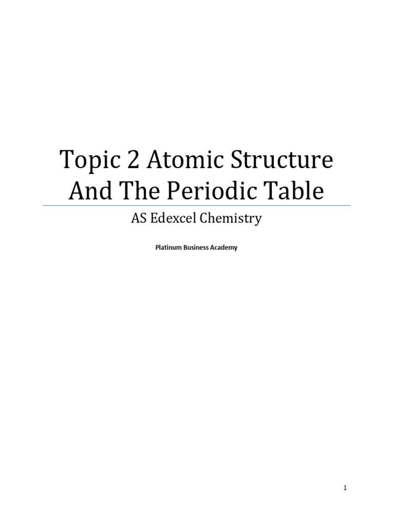 Topic 2 Part2 Atomic Structure and The Periodic Table 2A Ionisation Energies | PDF