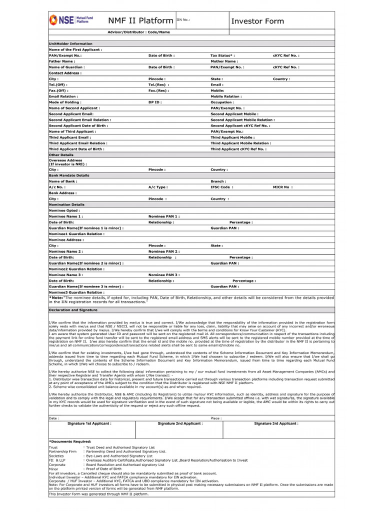 NMF Individual Form-NEW-01-10-2023-1 | PDF