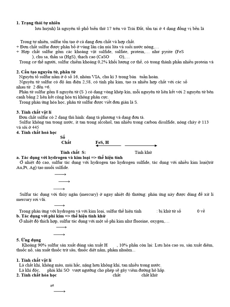 Sulfur và hợp chất HS | PDF