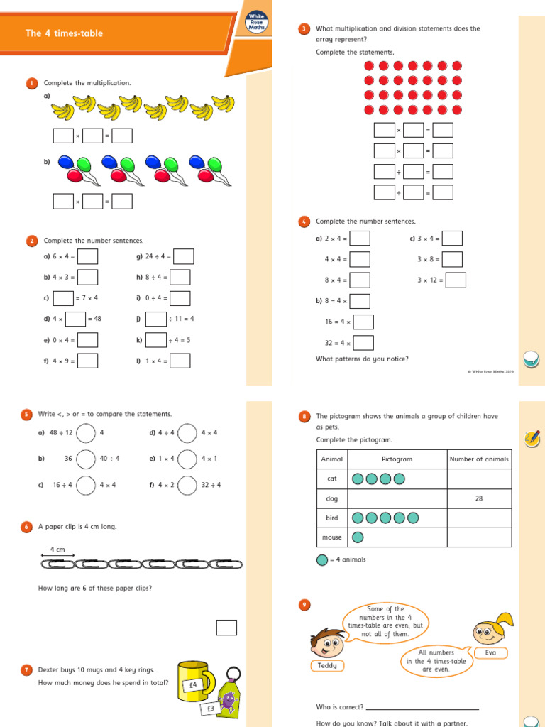 Lesson 1 The 4 and 8 Times Tables 2019 | PDF
