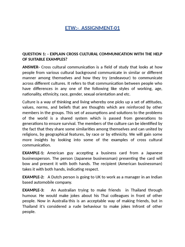 Etw Assignment 01 | PDF