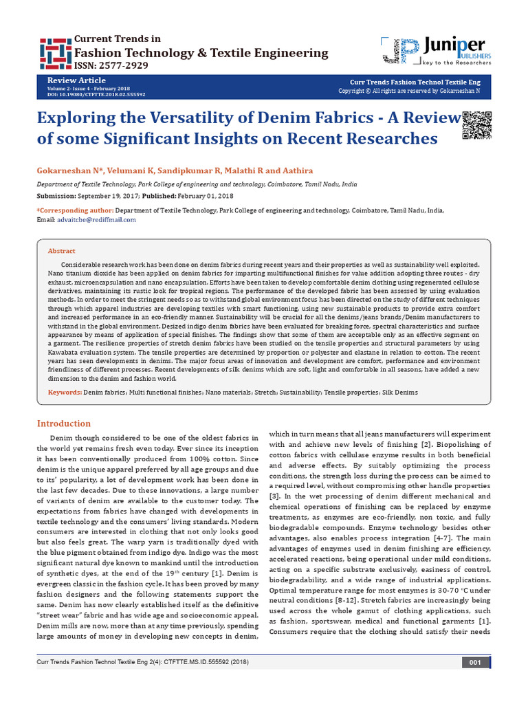 Exploring The Versatility of Denim Fabrics - A Rev | PDF | Textiles ...