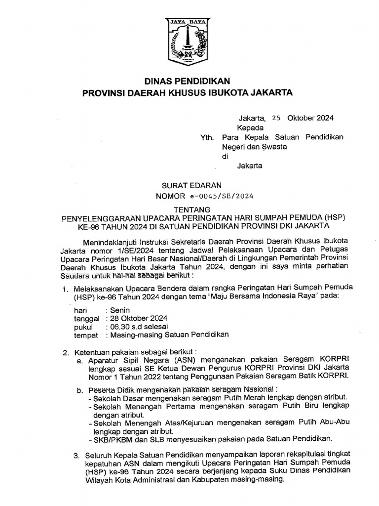 Edaran HSP Di Sekolah 2024 - Stamp | PDF