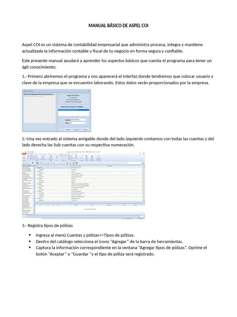 Manual Básico de Aspel Coi | PDF | Botón (Computación) | Ventana ...
