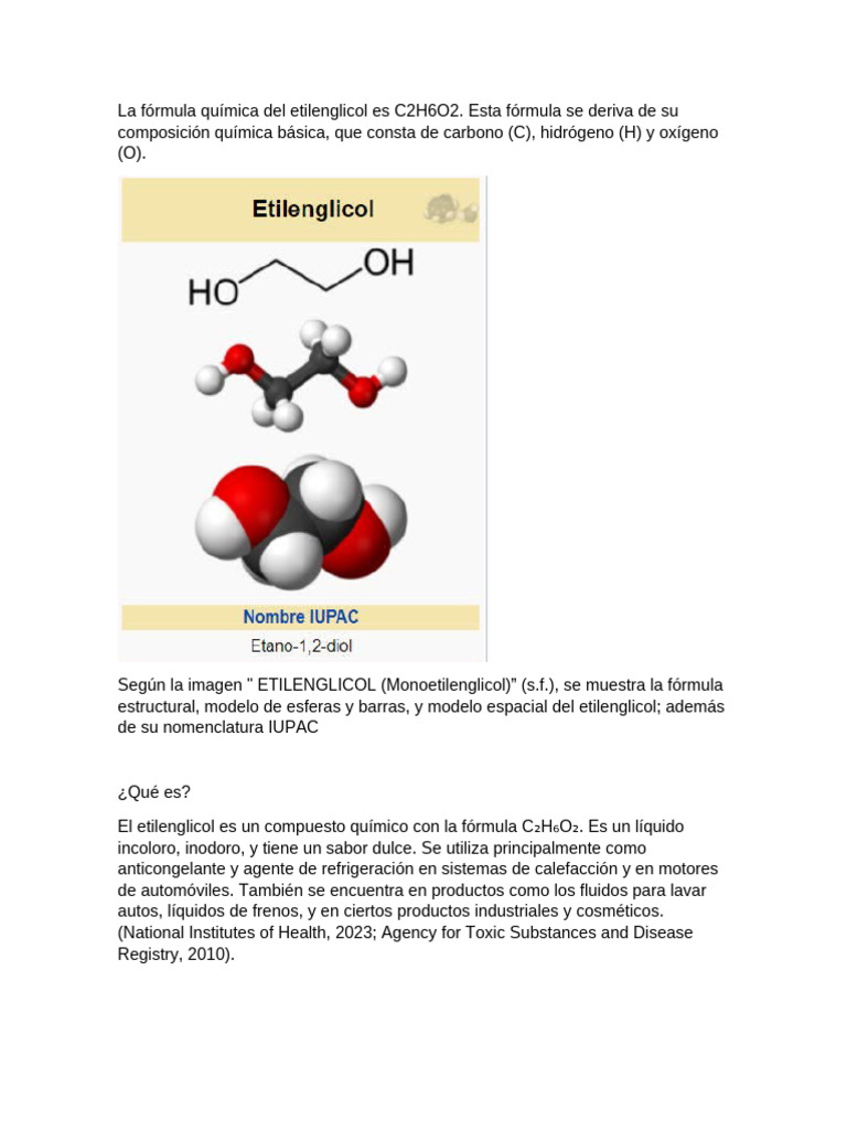 La Fórmula Química Del Etilenglicol | PDF | Química