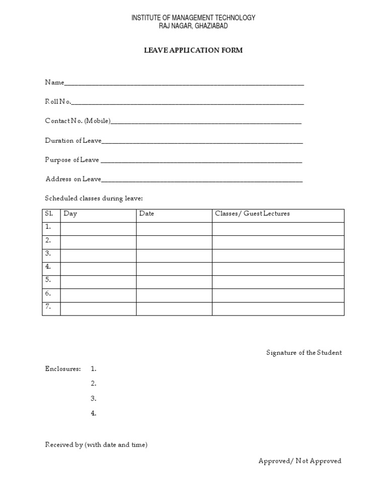 IMT Ghaziabad Leave Application Form | PDF