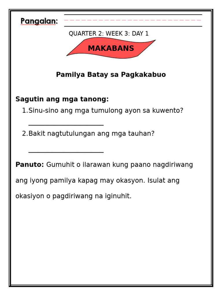 Worksheet Makabansa Q2 Week3 | PDF