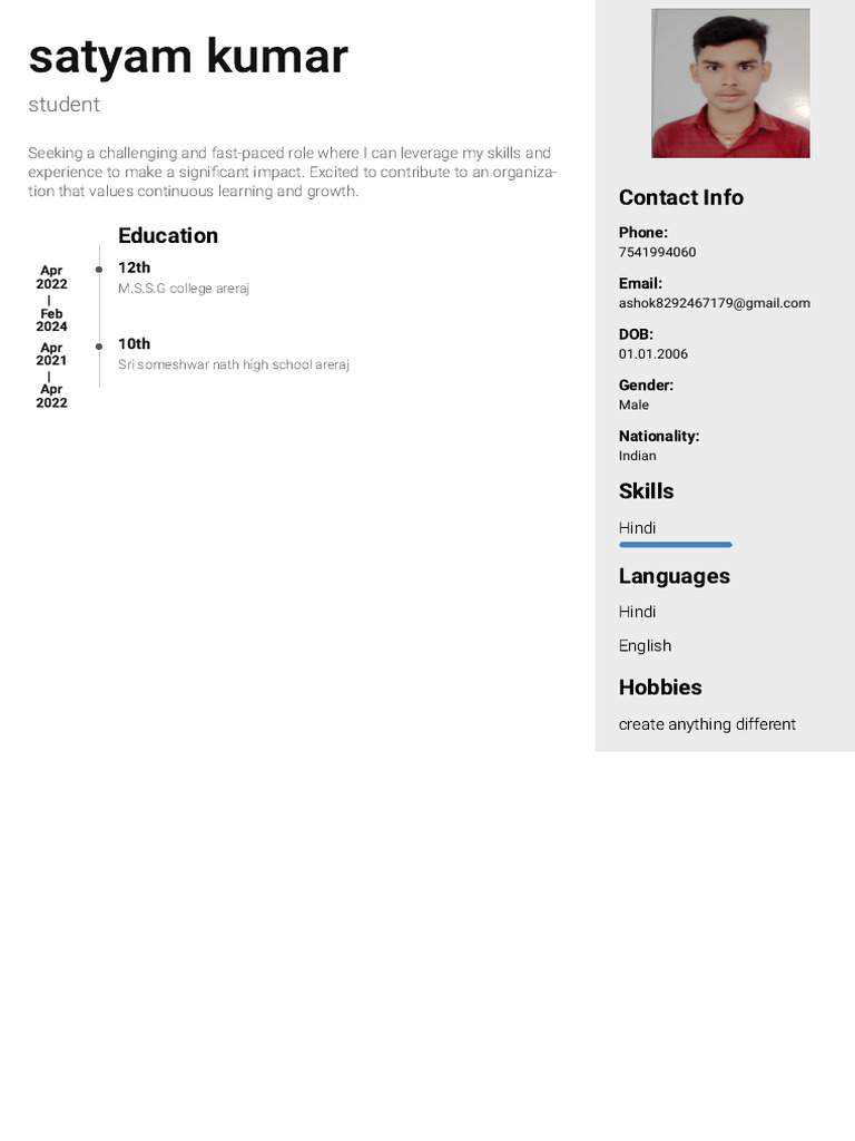 Satyam Kumar - Resume - 423 | PDF