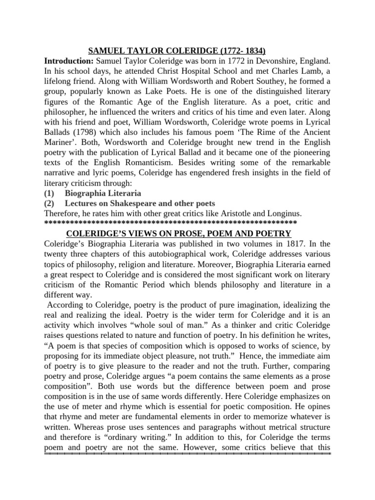 Colerideg | PDF | Samuel Taylor Coleridge | Poetry