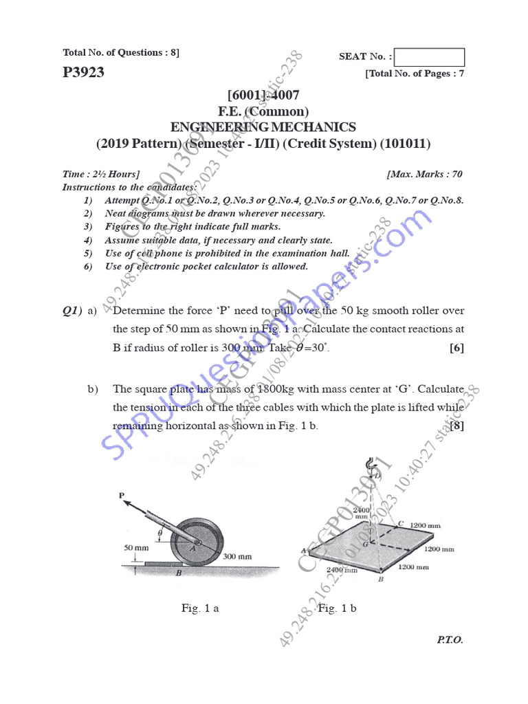 Be First Year Fe Engineering Semester 1 2023 May Engineering Mechanics Pattern 2019 | PDF ...