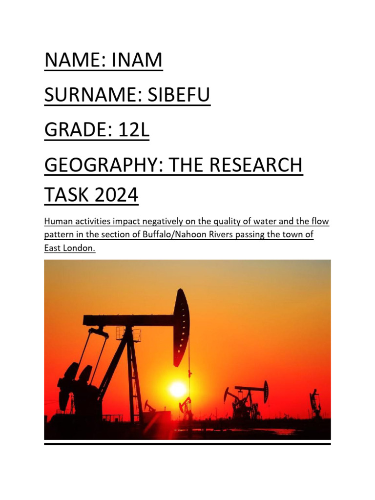 Geography Research Project | PDF | Water Pollution | Water Quality