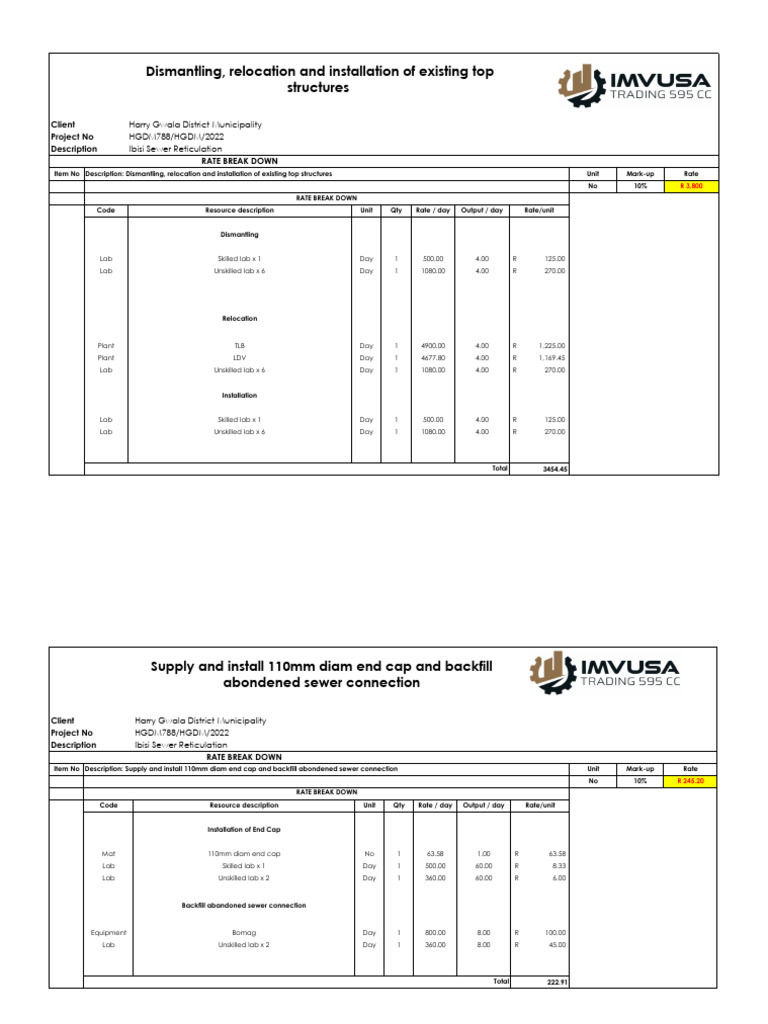 Top Structure Relocation Rate Build Up Final | PDF