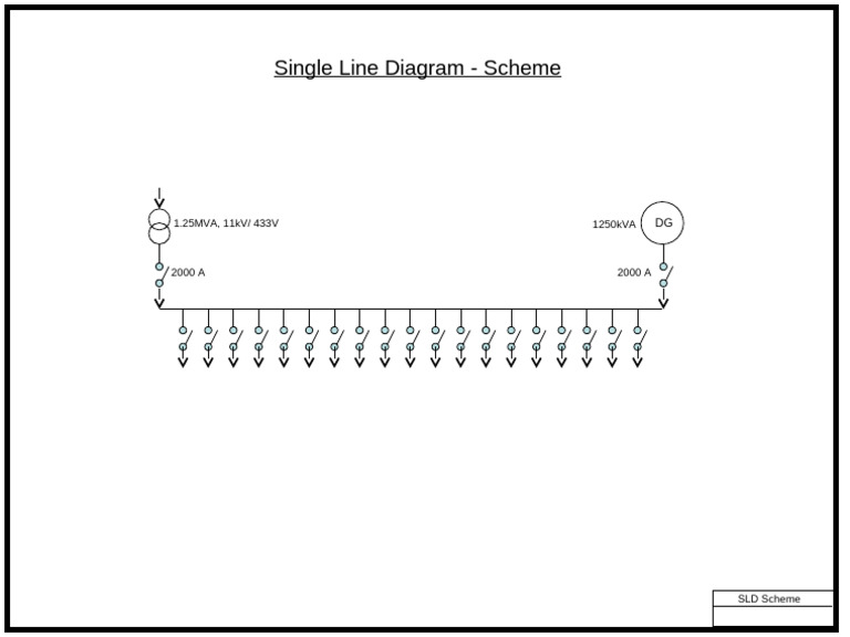 Single Line Diagram - Scheme: 1.25MVA, 11kV/ 433V 1250kVA | PDF ...