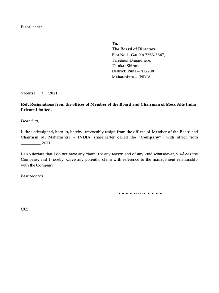 Lettera Dimissioni MAIL 2 | PDF