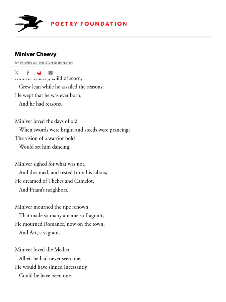 Miniver Cheevy - The Poetry Foundation | PDF